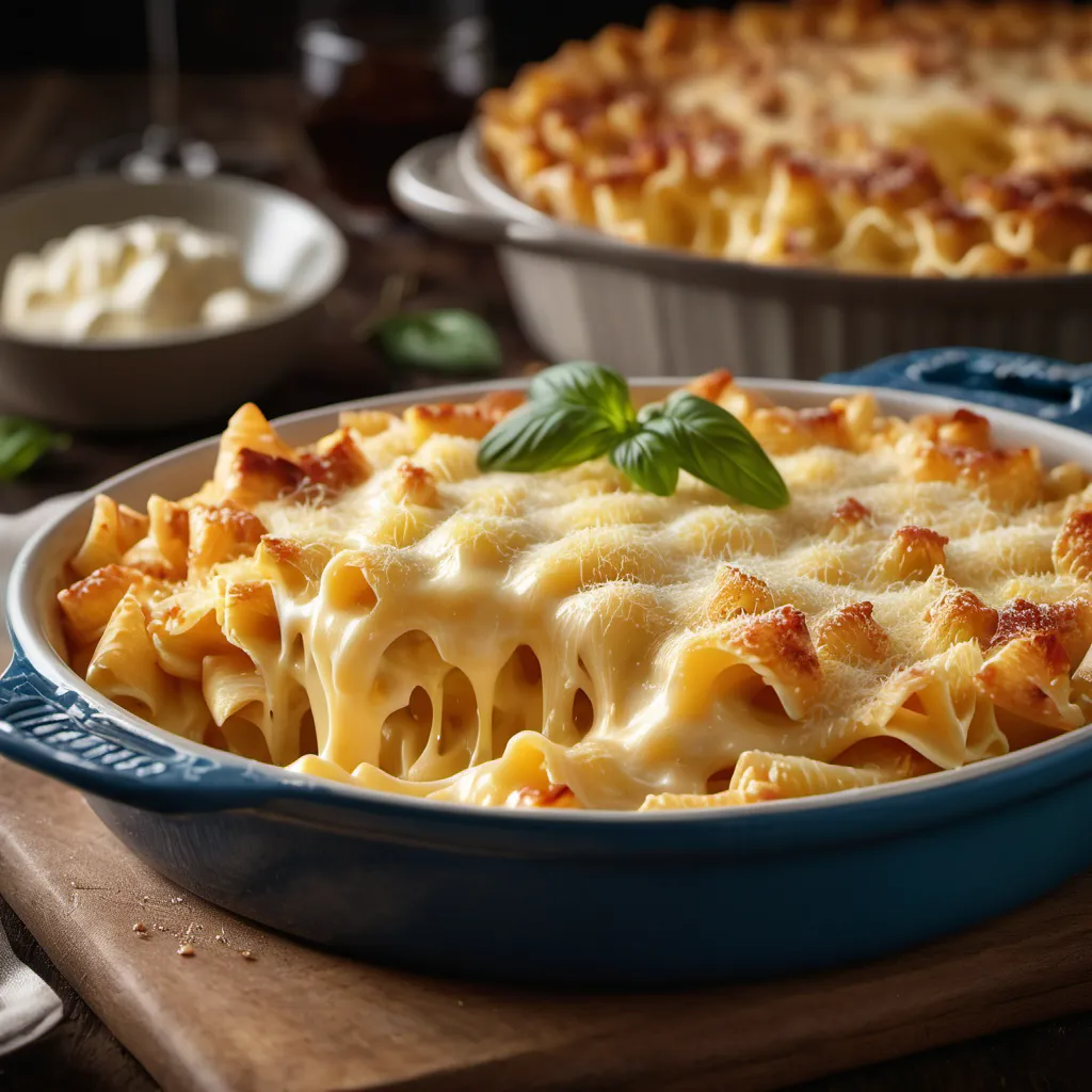 Indulging in Baked Pasta with Cheese Filling